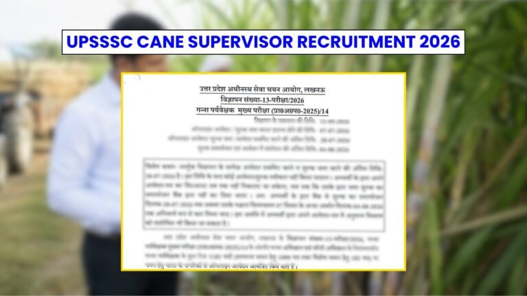 UPSSSC Cane Supervisor Recruitment 2026 for 1182 Vacancies ...